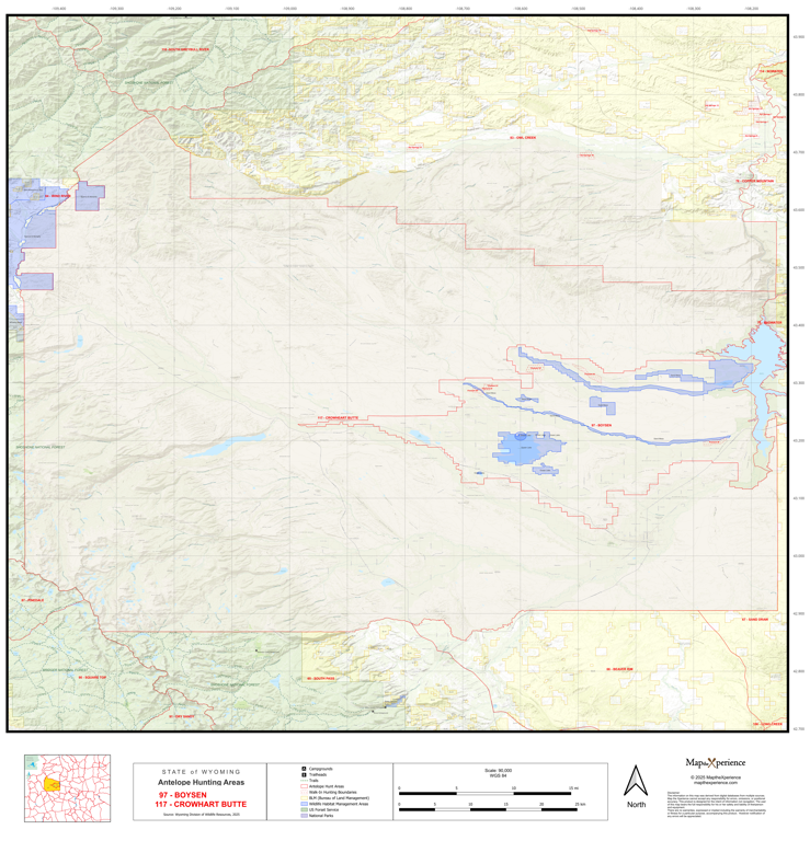 2025 Wyoming Hunt Map – Antelope Area 97 (Boysen) by Map the Xperience ...