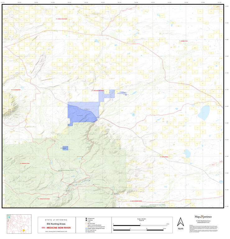 2025 Wyoming Hunt Map – Elk Area 11 (Medicine Bow River) by Map the ...