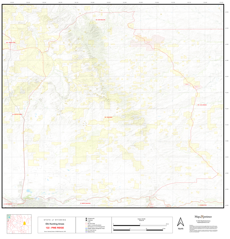 2025 Wyoming Hunt Map – Elk Area 122 (Pine Ridge) by Map the Xperience ...