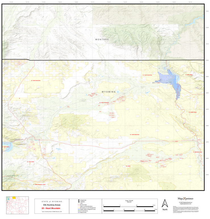 2025 Wyoming Hunt Map – Elk Area 65 by Map the Xperience | Avenza Maps