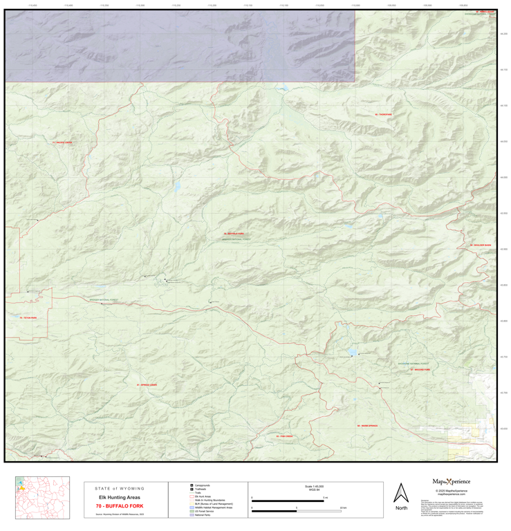 2025 Wyoming Hunt Map – Elk Area 70 by Map the Xperience | Avenza Maps