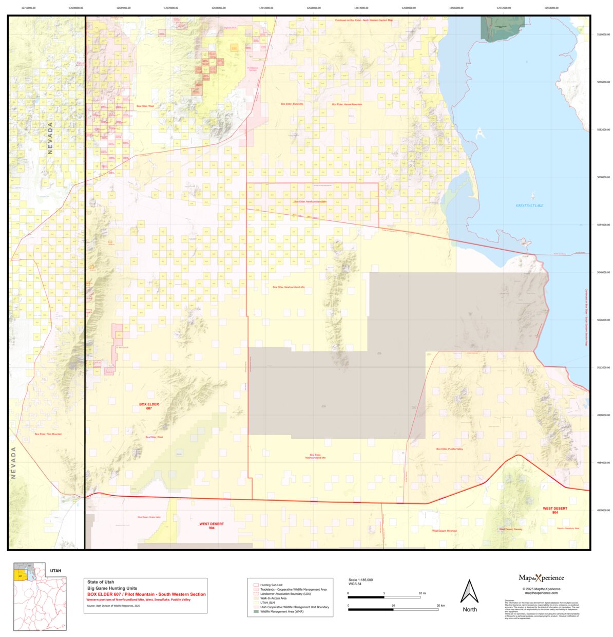 2025 Utah Hunt Map - Box Elder / Pilot Mountain, South West by Map the ...