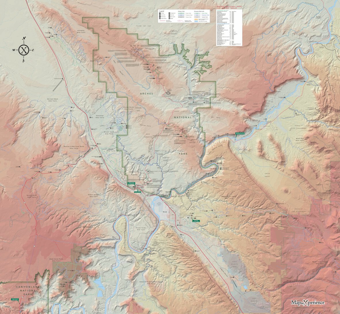 Moab Utah Bike Trails Map - Bike Utah - Hike Utah by Map the Xperience ...