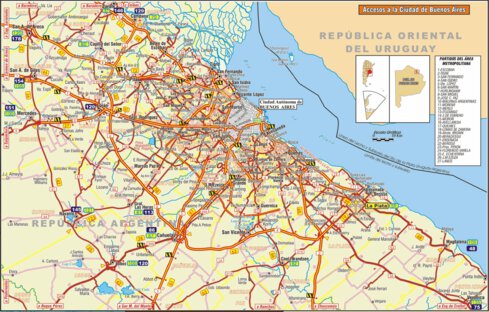 Acceso a la Cuidad de Buenos Aires Map by MAPAS ARGENGUIDE De ...