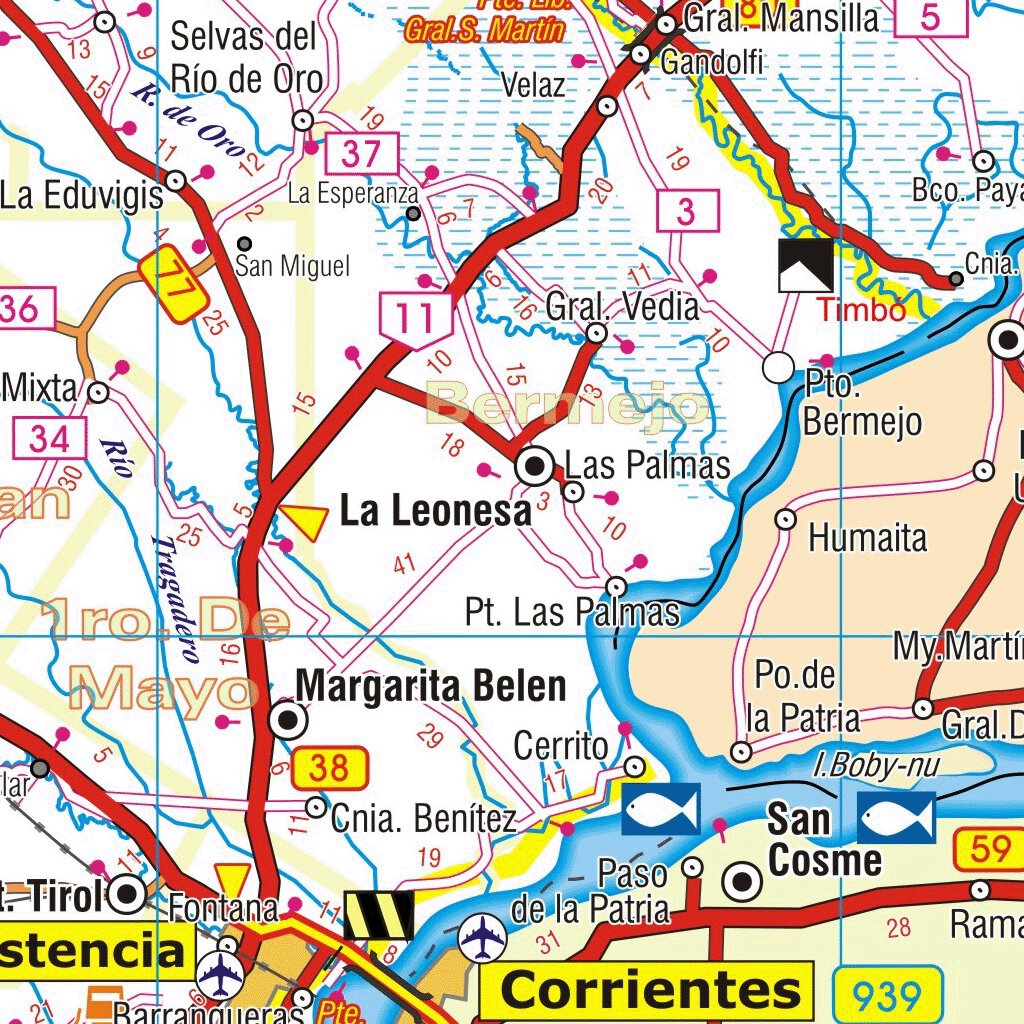 Rutas y caminos las provincias CHACO-FORMOSA Map by MAPAS ARGENGUIDE De ...