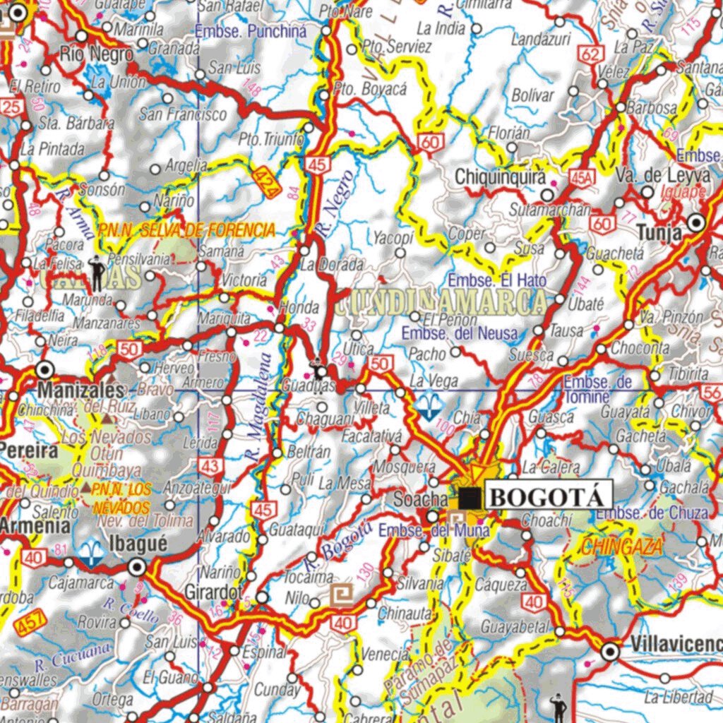 Mapa de Colombia y Ecuador Map by MAPAS ARGENGUIDE De Latinbaires ...