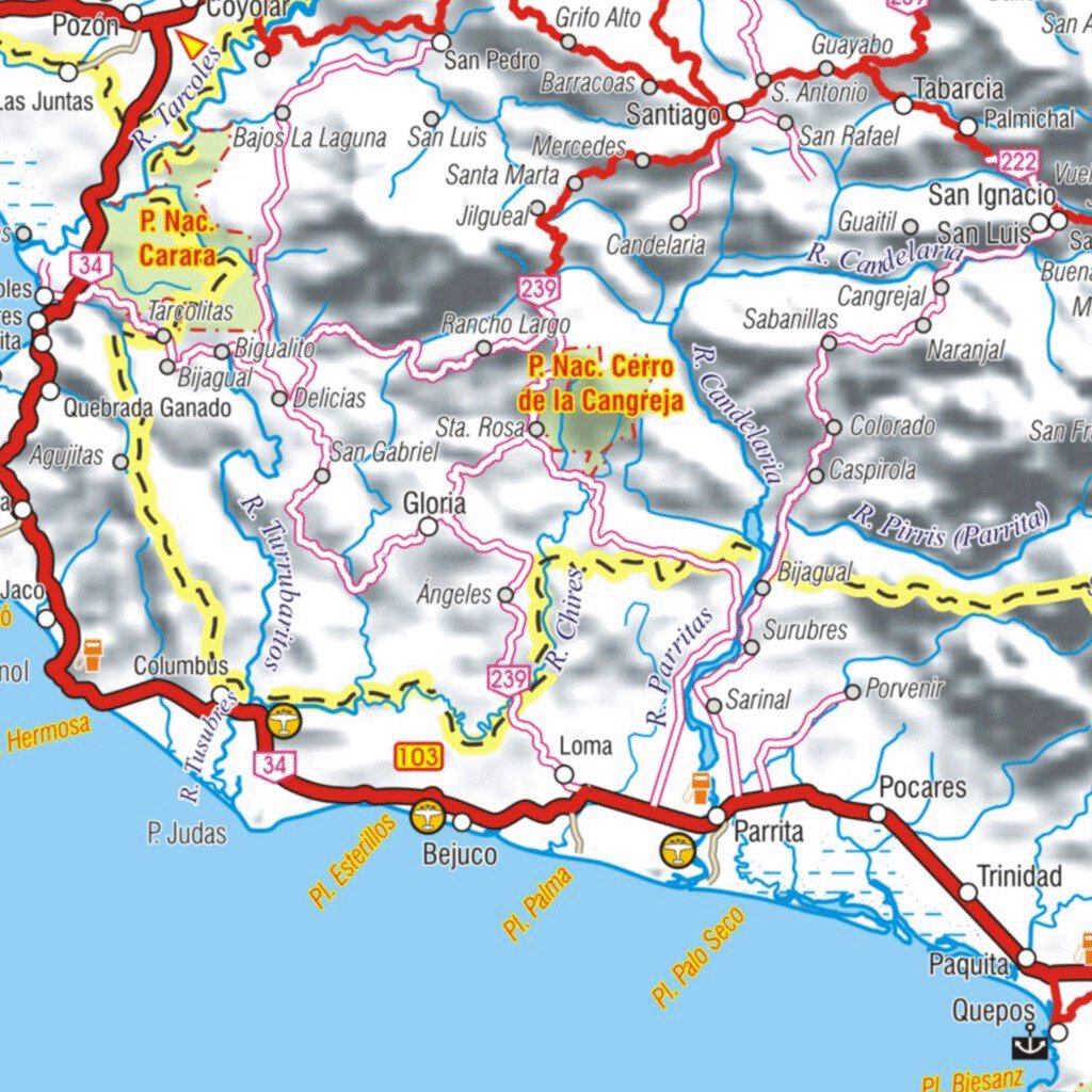 Mapa de Costa Rica Map by MAPAS ARGENGUIDE De Latinbaires Editores srl ...