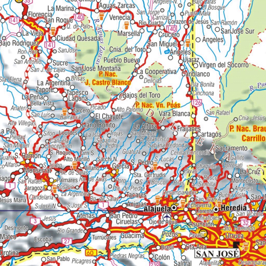 Mapa de Costa Rica Map by MAPAS ARGENGUIDE De Latinbaires Editores srl ...