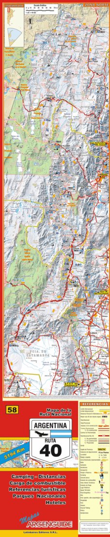 Mapa de la Ruta 40 - Zona Norte Map by MAPAS ARGENGUIDE De Latinbaires ...