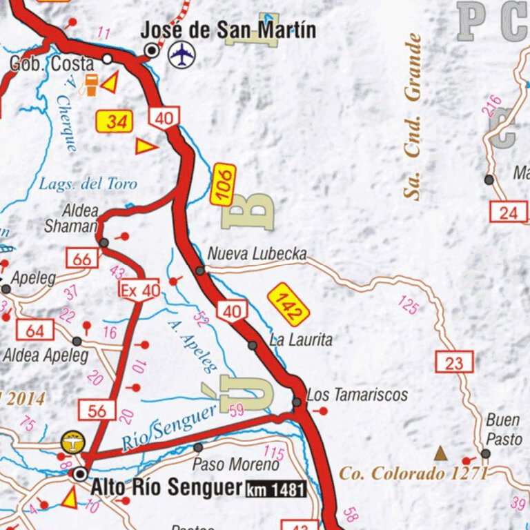 Mapa de la Ruta 40 - Zona Sur Map by MAPAS ARGENGUIDE De Latinbaires ...