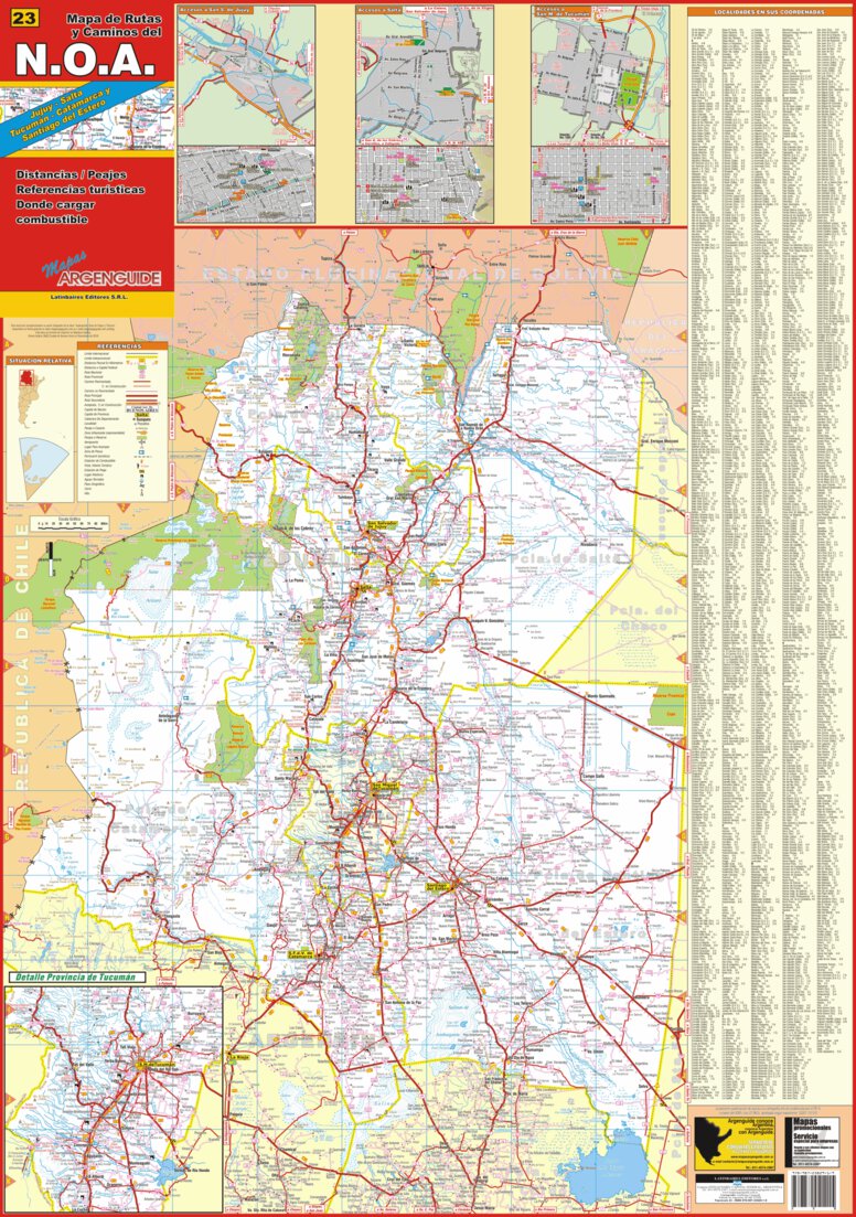 Mapa de Rutas del Noroeste Argentino Map by MAPAS ARGENGUIDE De ...