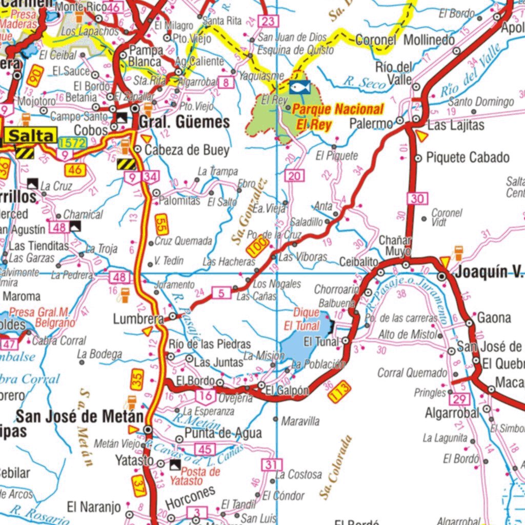 Mapa de Rutas del Noroeste Argentino Map by MAPAS ARGENGUIDE De ...