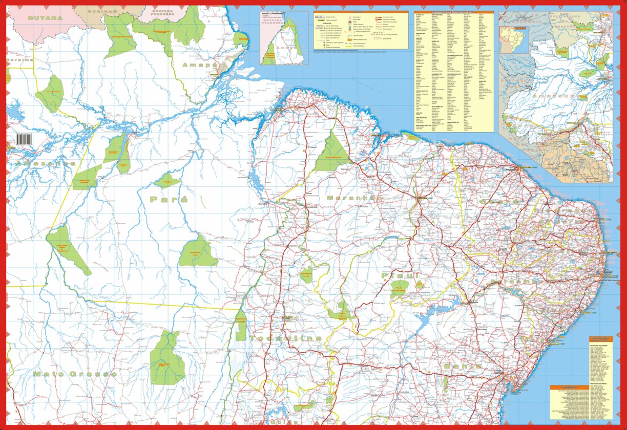 Mapa de Rutas y Caminos de Brasil Norte Map by MAPAS ARGENGUIDE De ...
