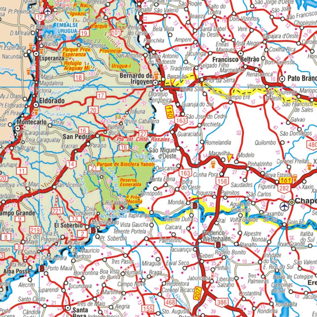 Mapa de Rutas y Caminos de Brasil Sur Map by MAPAS ARGENGUIDE De ...