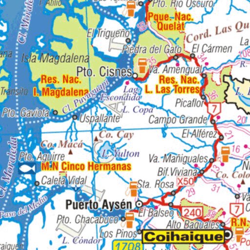 Mapa de Rutas y Caminos de Chile - Zona Sur Map by MAPAS ARGENGUIDE De ...