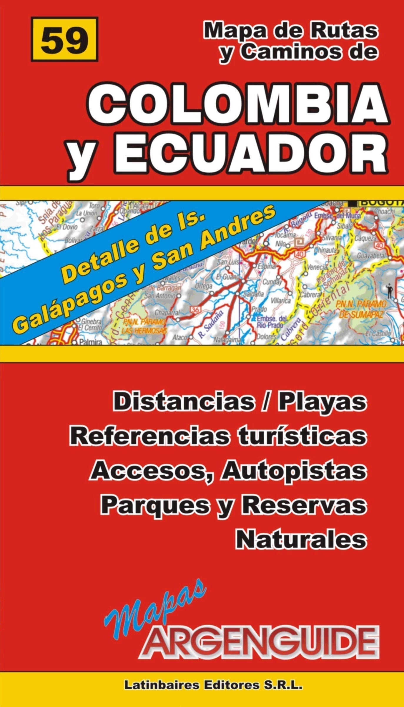 Mapa de Rutas y Caminos de Colombia y Ecuador Map by MAPAS ARGENGUIDE ...