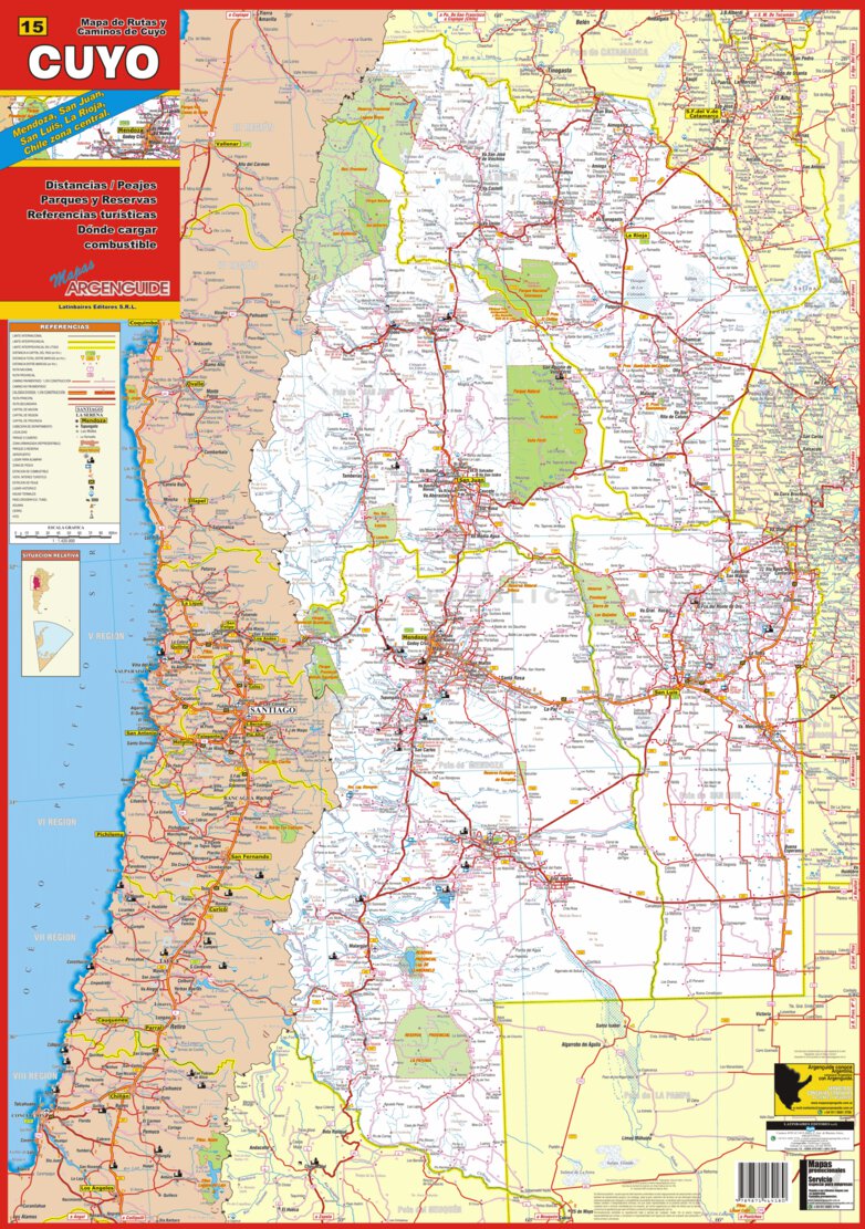 Mapa de Rutas y Caminos de Cuyo Map by MAPAS ARGENGUIDE De Latinbaires ...