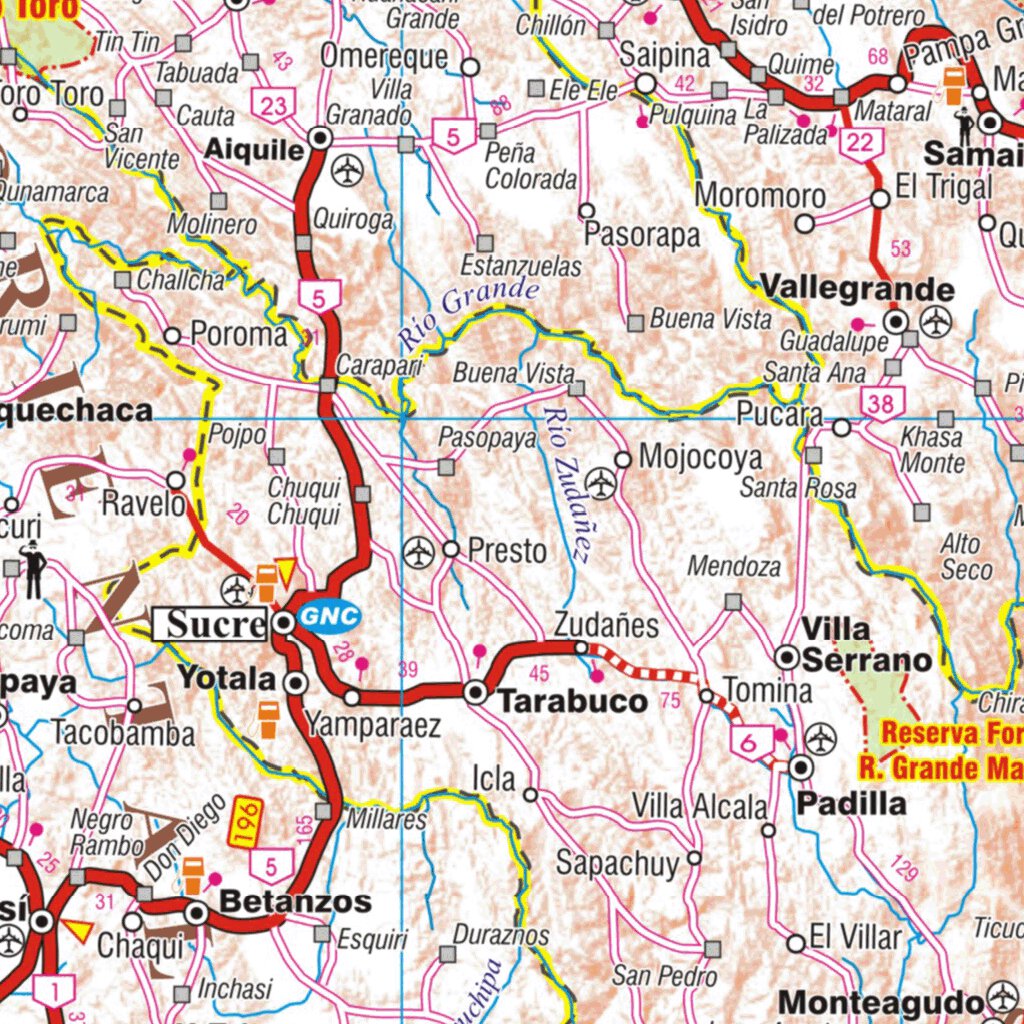 Mapa de Rutas y Caminos de la República de Bolivia Map by MAPAS ARGENGUIDE De Latinbaires ...
