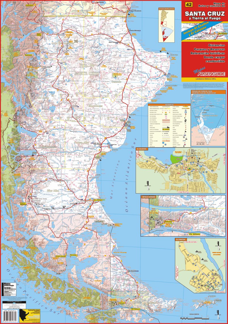 Mapa de Rutas y Caminos de Santa Cruz y Tierra del Fuego Map by MAPAS ...
