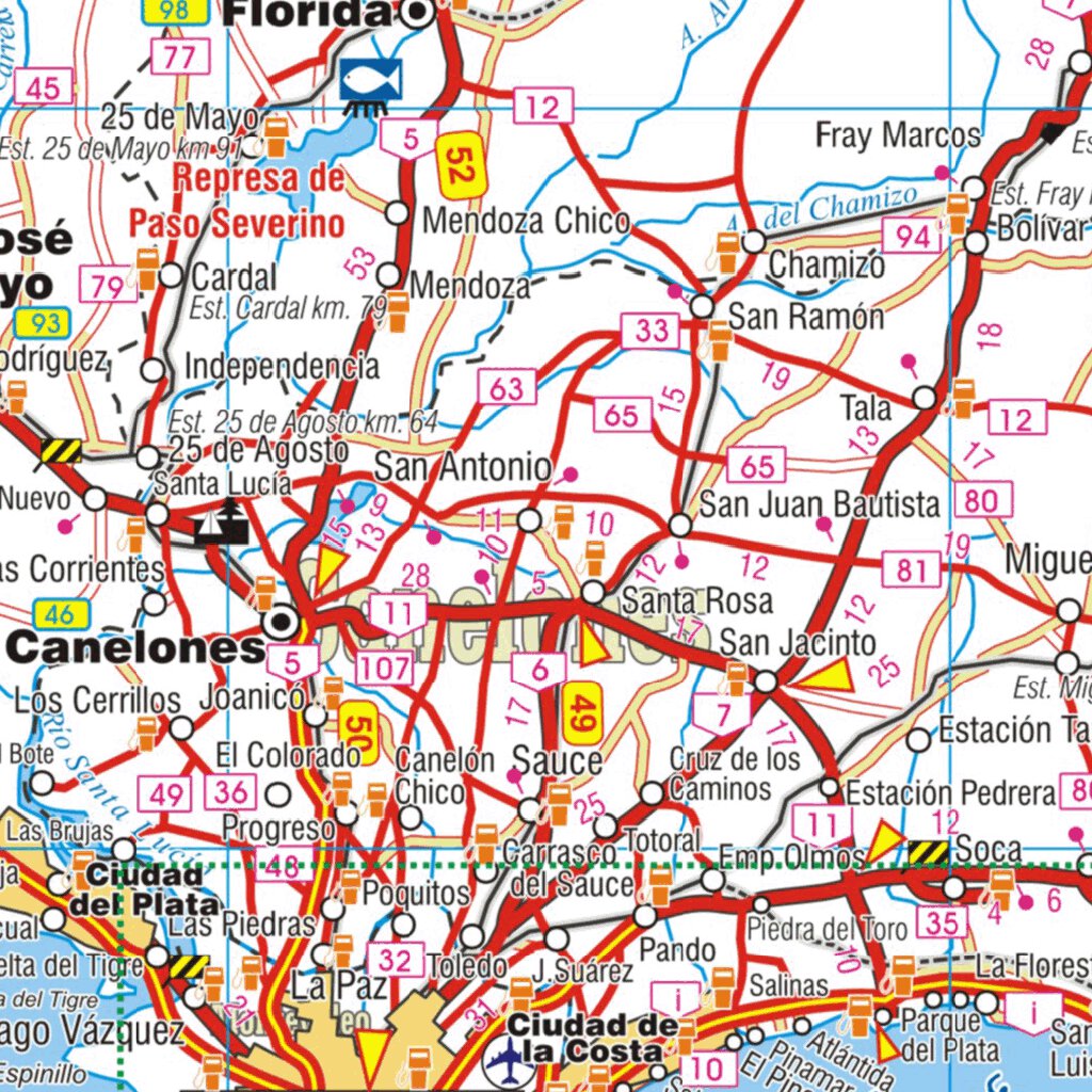 Mapa de Rutas y Caminos de Uruguay Map by MAPAS ARGENGUIDE De ...