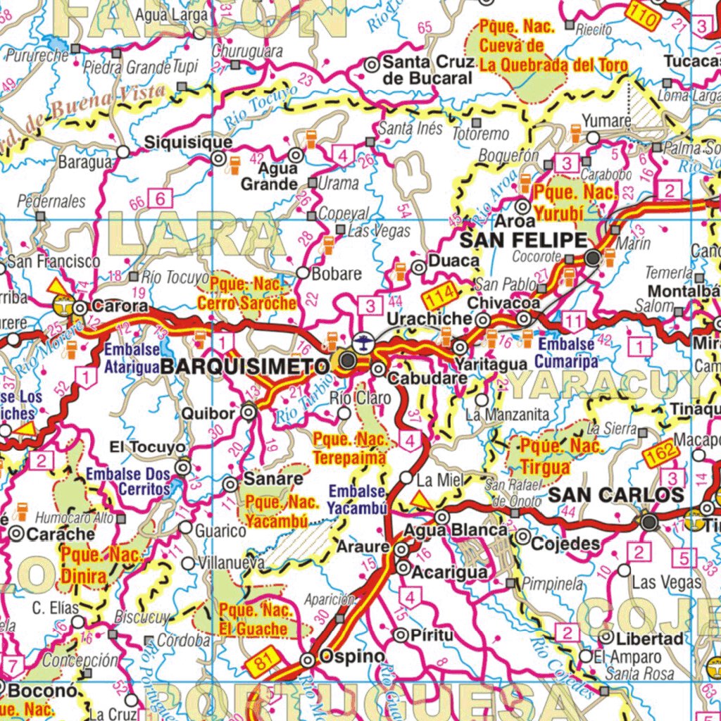 Mapa de Rutas y Caminos de Venezuela Map by MAPAS ARGENGUIDE De ...