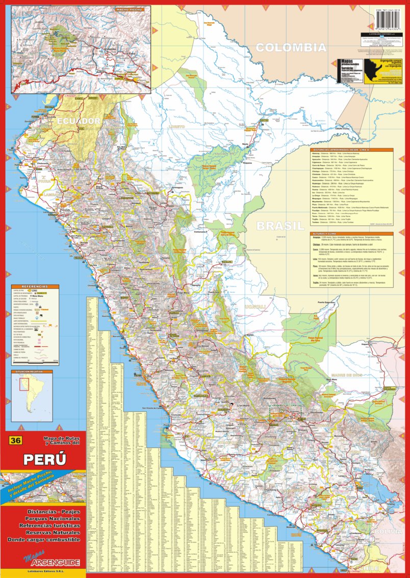 Mapa de Rutas y Caminos del Perú Map by MAPAS ARGENGUIDE De Latinbaires ...