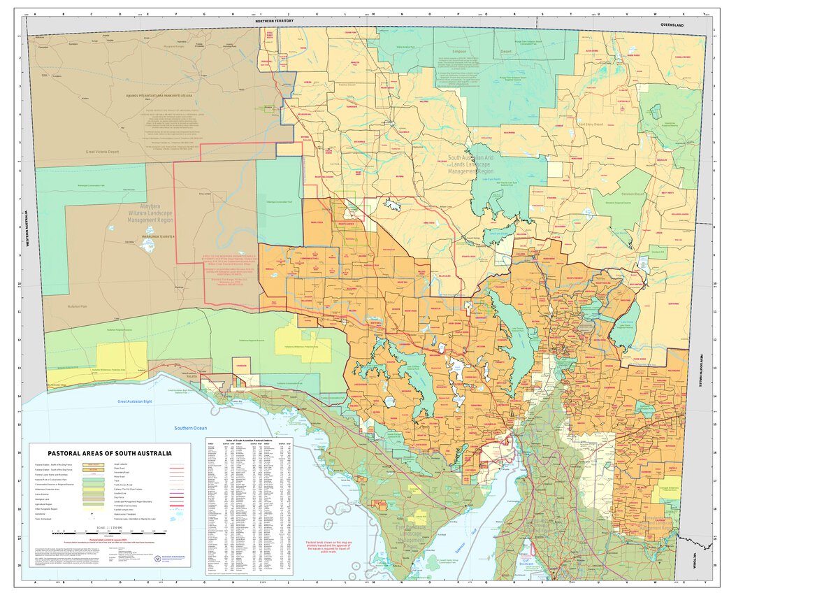 Pastoral Areas of South Australia Map by Mapland - Department for ...