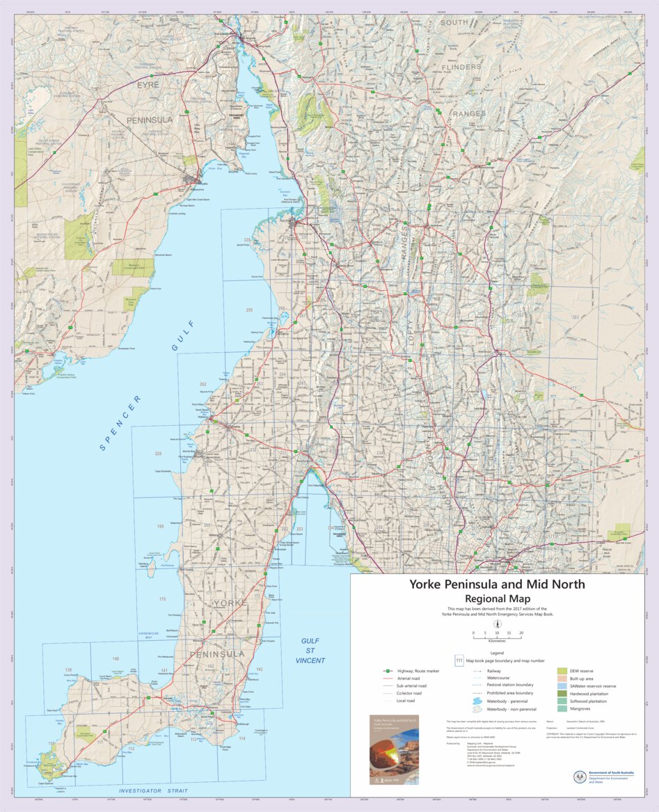 Yorke Peninsula and Mid North Regional Map by Mapland - Department for ...