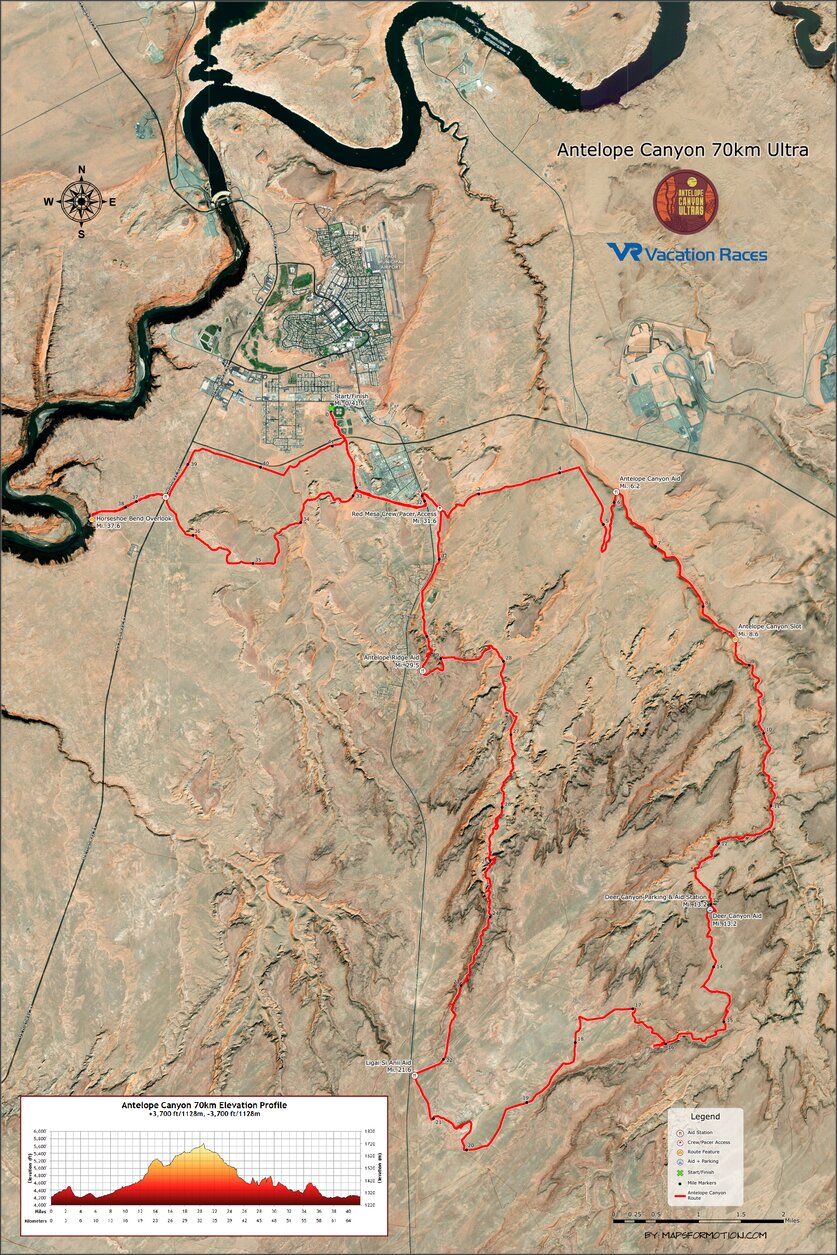 Antelope Canyon 70km Ultra Map by Maps for Motion | Avenza Maps