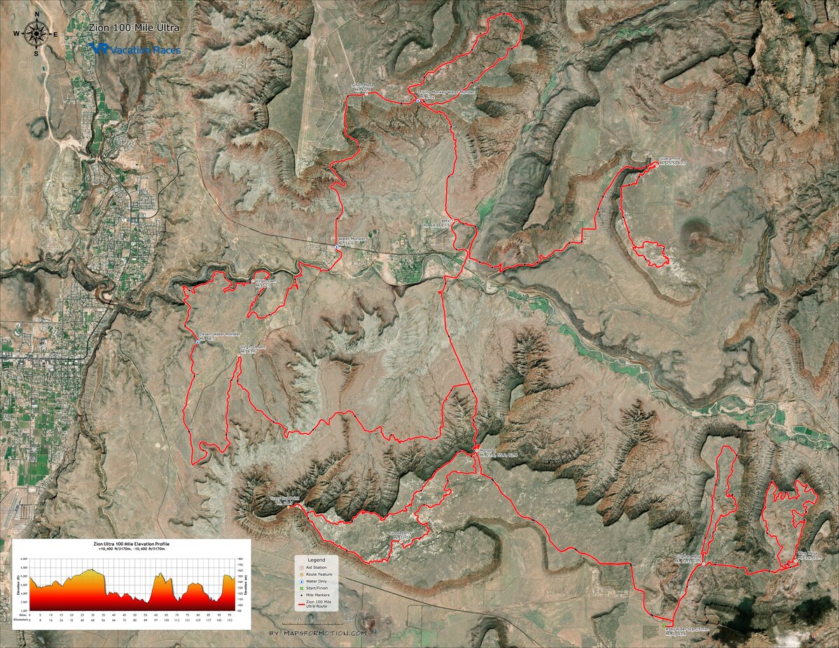 Zion 100 Mile Ultra Run Map by Maps for Motion | Avenza Maps