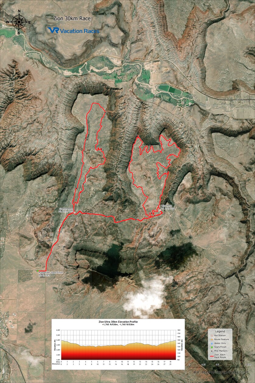 Zion 30km Race Map by Maps for Motion | Avenza Maps