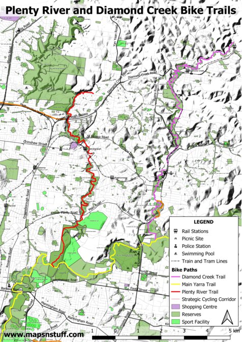Diamond Creek Bike Trail Map by mapsnstuff | Avenza Maps
