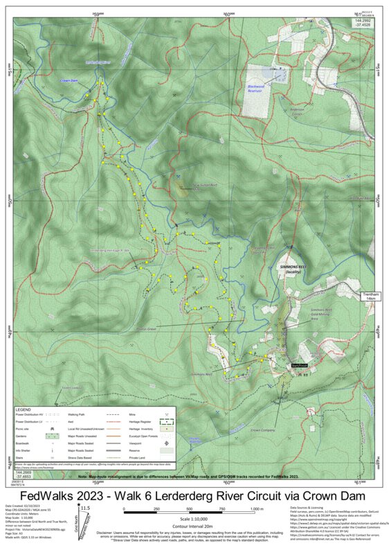 FedWalks 2023 Walk 6 Lerderderg River Circuit via Crown Dam Map by ...