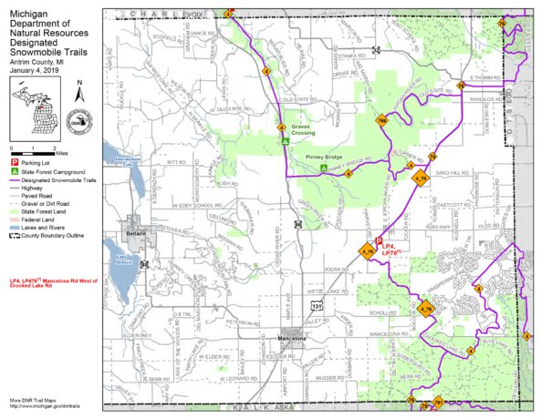 Antrim County Snowmobile Trails Map by MI DNR | Avenza Maps