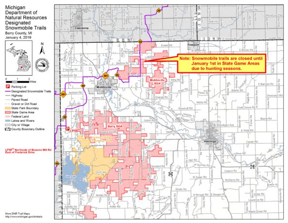 Barry County Snowmobile Trails Map by MI DNR | Avenza Maps