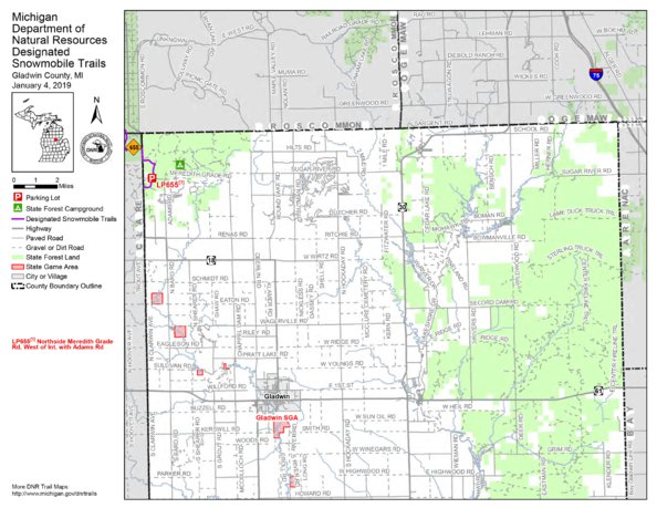 Gladwin County Snowmobile Trails Map by MI DNR | Avenza Maps