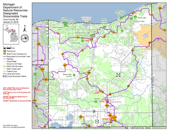 Luce County Snowmobile Trails Map by MI DNR | Avenza Maps