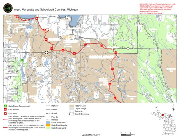 Marquette Manistique Trail And Route Central Map by MI DNR | Avenza Maps