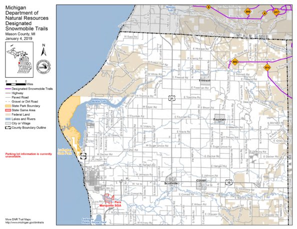 Mason County Snowmobile Trails Map by MI DNR | Avenza Maps