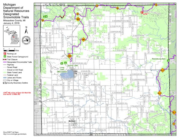 Missaukee County Snowmobile Trails Map by MI DNR | Avenza Maps
