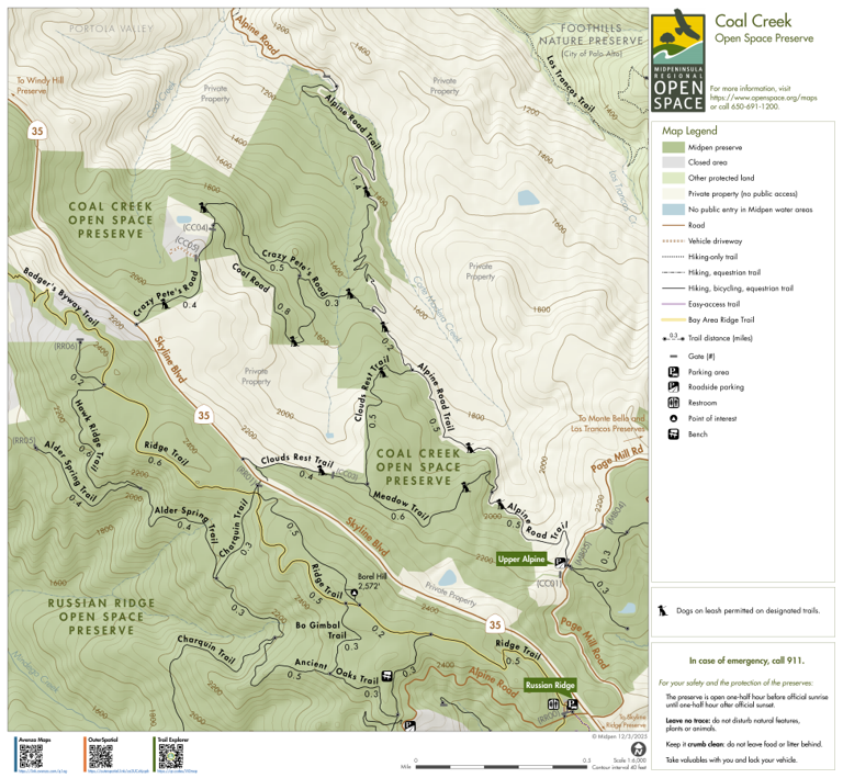 Coal Creek Open Space Preserve Map by Midpeninsula Regional Open Space ...
