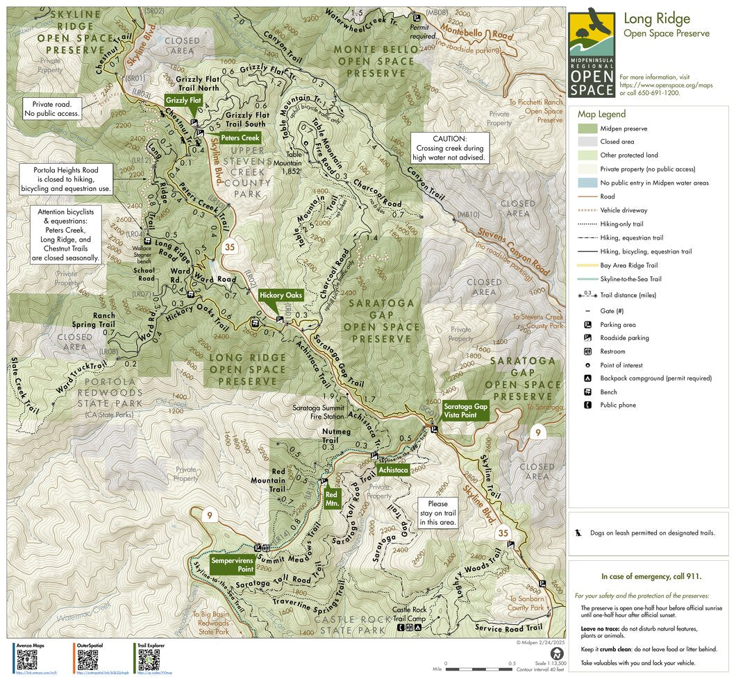 Long Ridge Open Space Preserve Map by Midpeninsula Regional Open Space ...