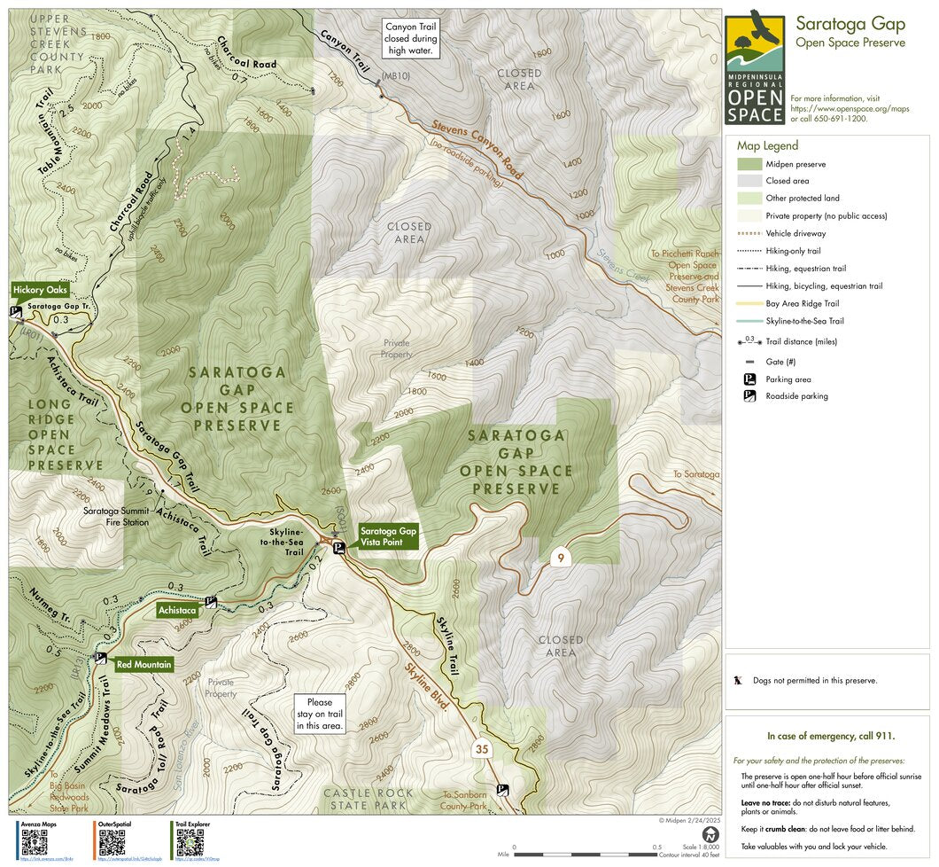 Saratoga Gap Open Space Preserve Map by Midpeninsula Regional Open ...