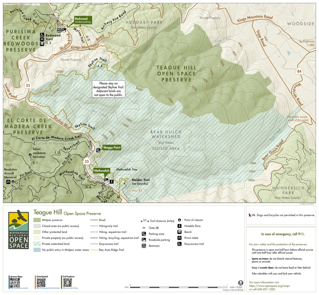 Teague Hill Open Space Preserve Map by Midpeninsula Regional Open Space ...