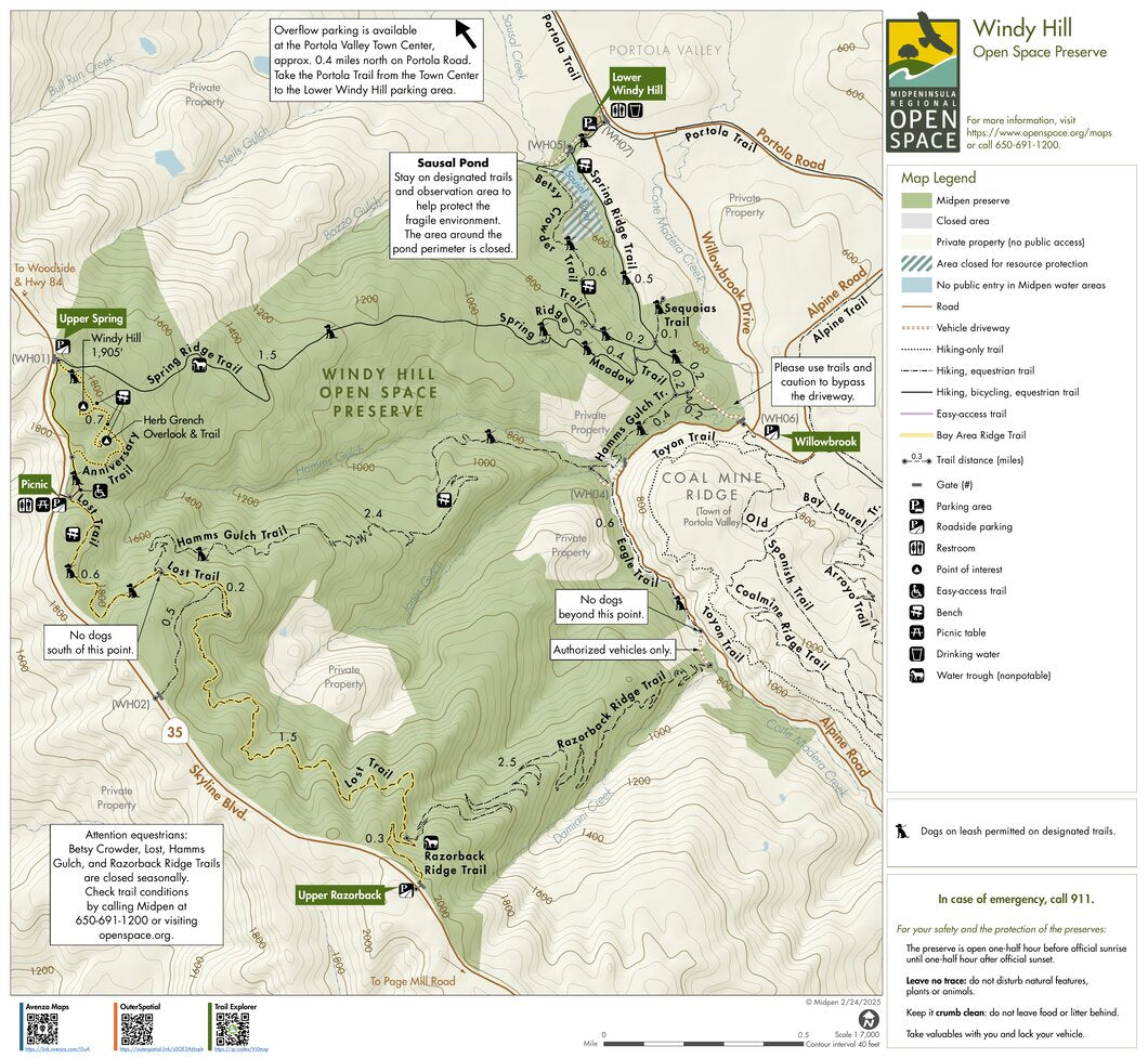 Windy Hill Open Space Preserve Map by Midpeninsula Regional Open Space ...
