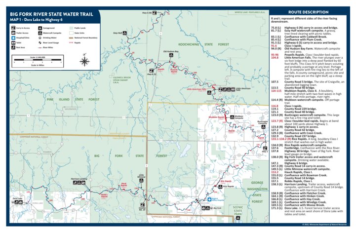 Big Fork River State Water Trail - Map 1 from Dora Lake to Highway 6 ...