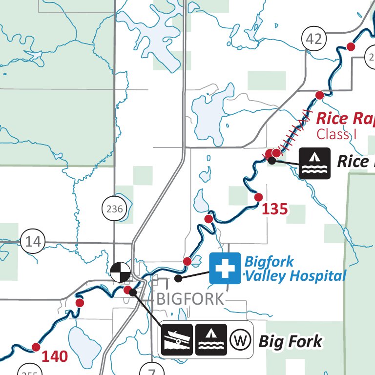 Big Fork River State Water Trail - Map 1 from Dora Lake to Highway 6 ...