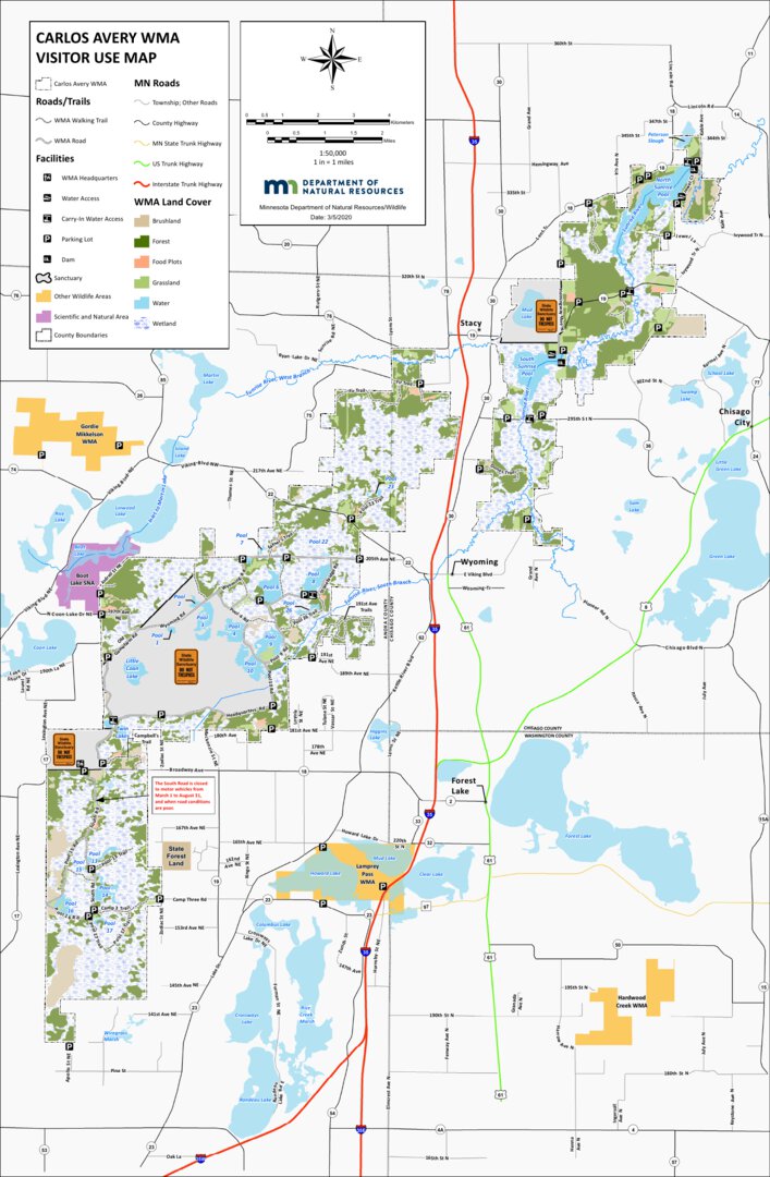 Carlos Avery Wildlife Management Area Map by Minnesota Department of ...