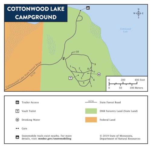 Cottonwood Lake Campground, Bowstring State Forest Map by Minnesota ...