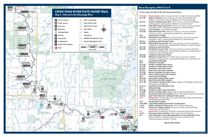 Crow Wing River State Water Trail Map 2 from Nimrod to the Mississippi ...